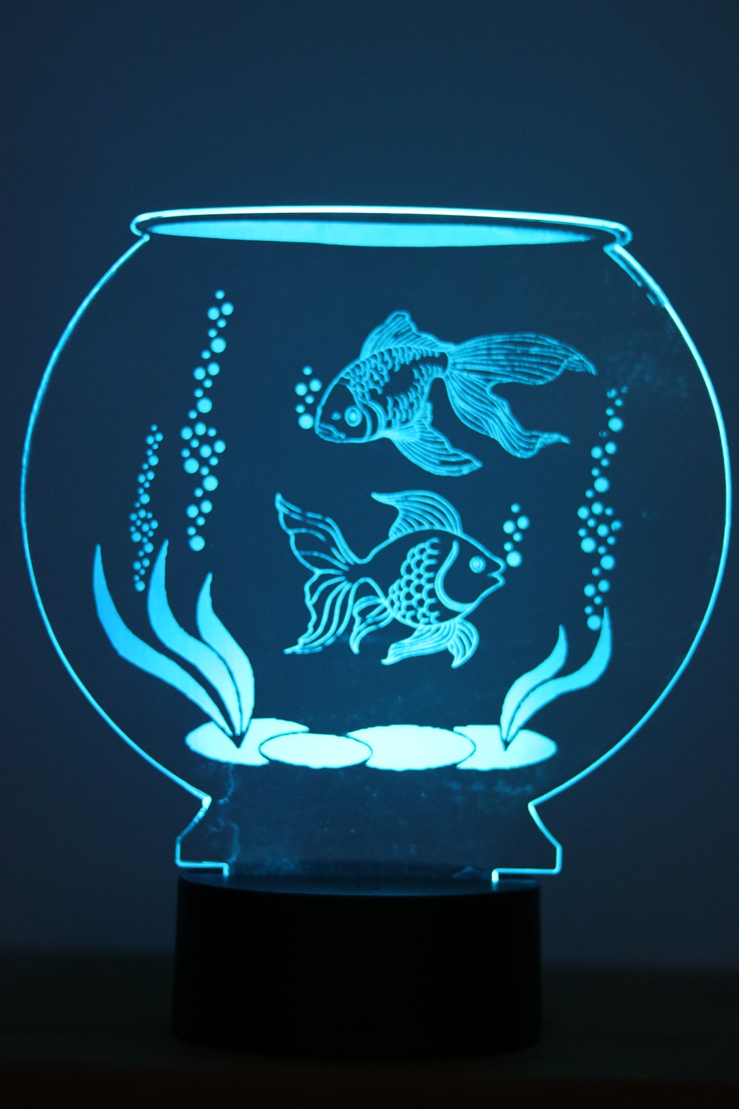Fish Bowl Acrylic Night Light With Base and Remote. - Etsy