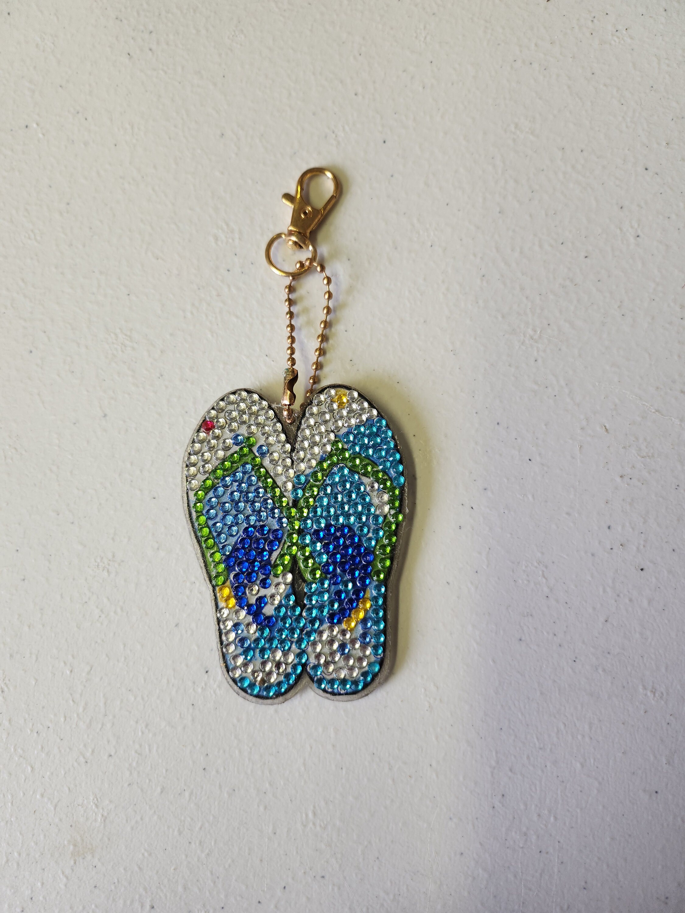 Diamond Art Double Sided Flip Flop Keychain - Etsy