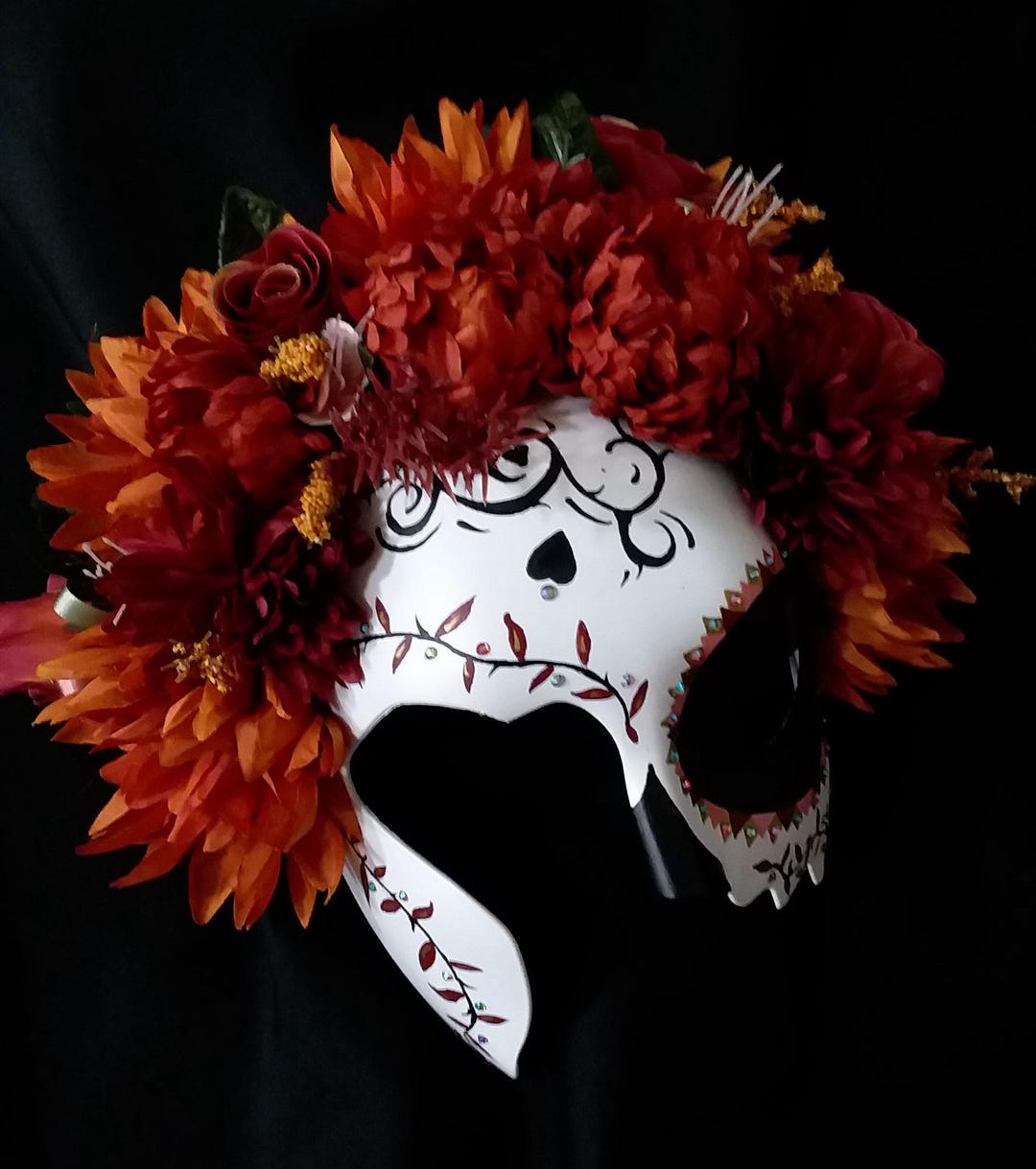 Day of the Dead Hand Painted Catrina Mask (dia De Los Muertos) / Open ...