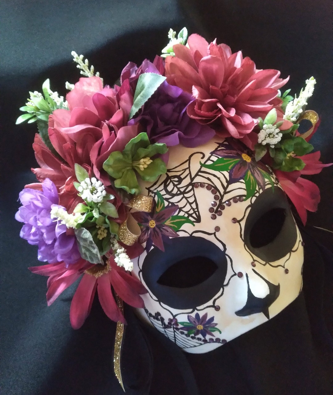 Day of the Dead Hand Painted Catrina Mask dia De Los Muertos / Light ...