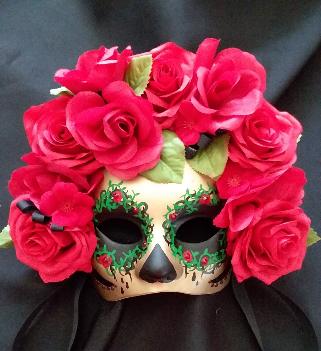 Day of the Dead Hand Painted Catrina Mask dia De Los Muertos / Half ...