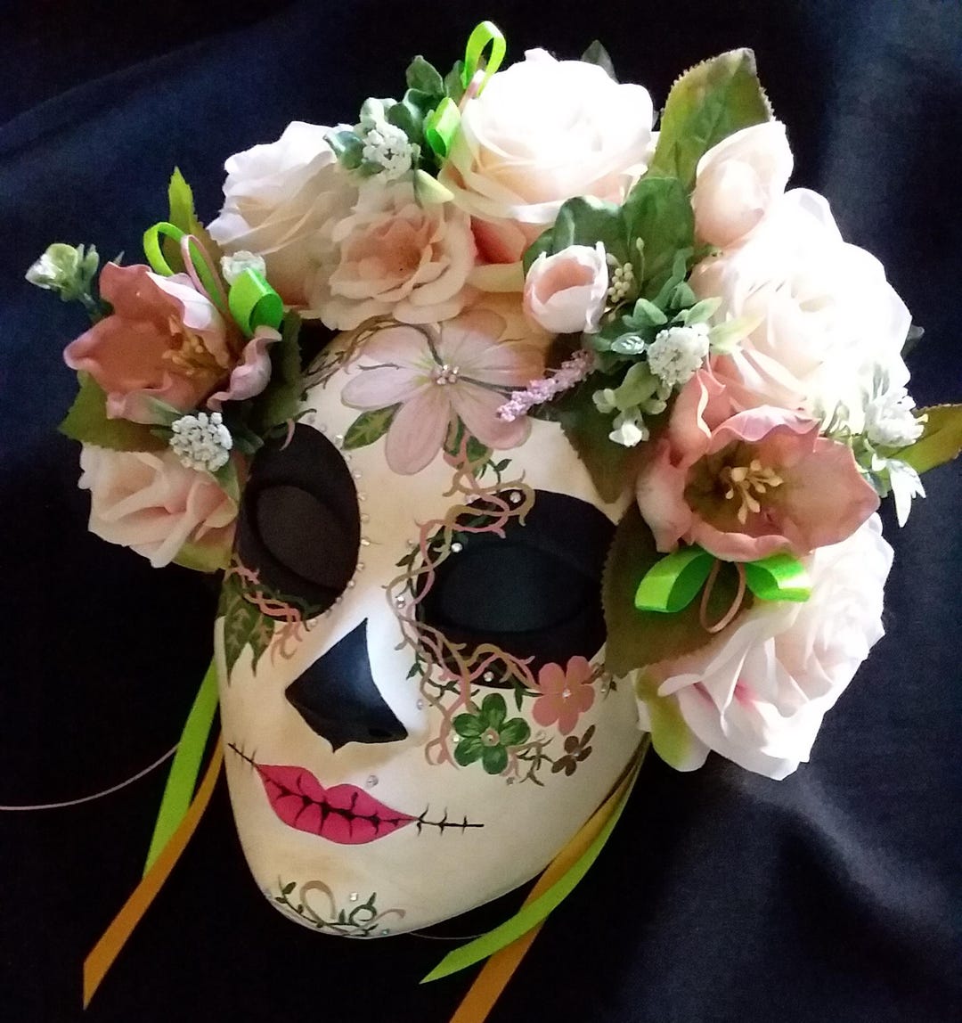 Day of the Dead Catrina Mask (dia De Los Muertos) / Cream Base W Soft ...