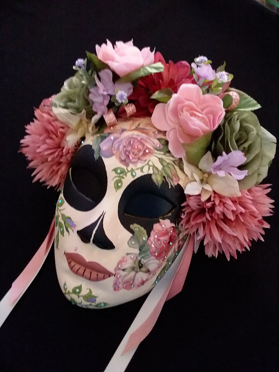 Day of the Dead Hand Painted Catrina Mask (dia De Los Muertos ...