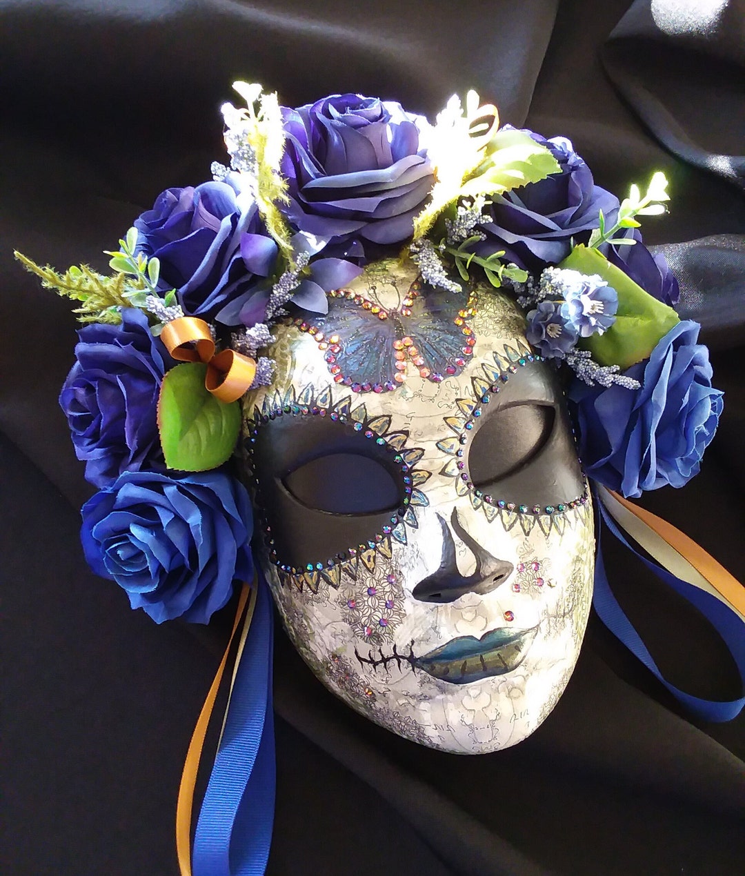 Day of the Dead Hand Painted Catrina Mask (dia De Los Muertos ...