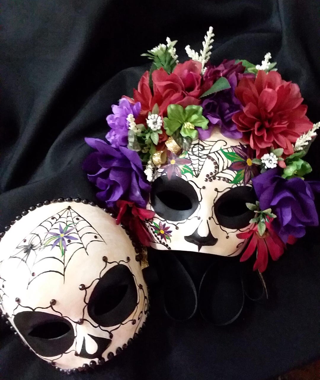 PAIR Day of the Dead Hand Painted Catrina Mask dia De Los Muertos ...