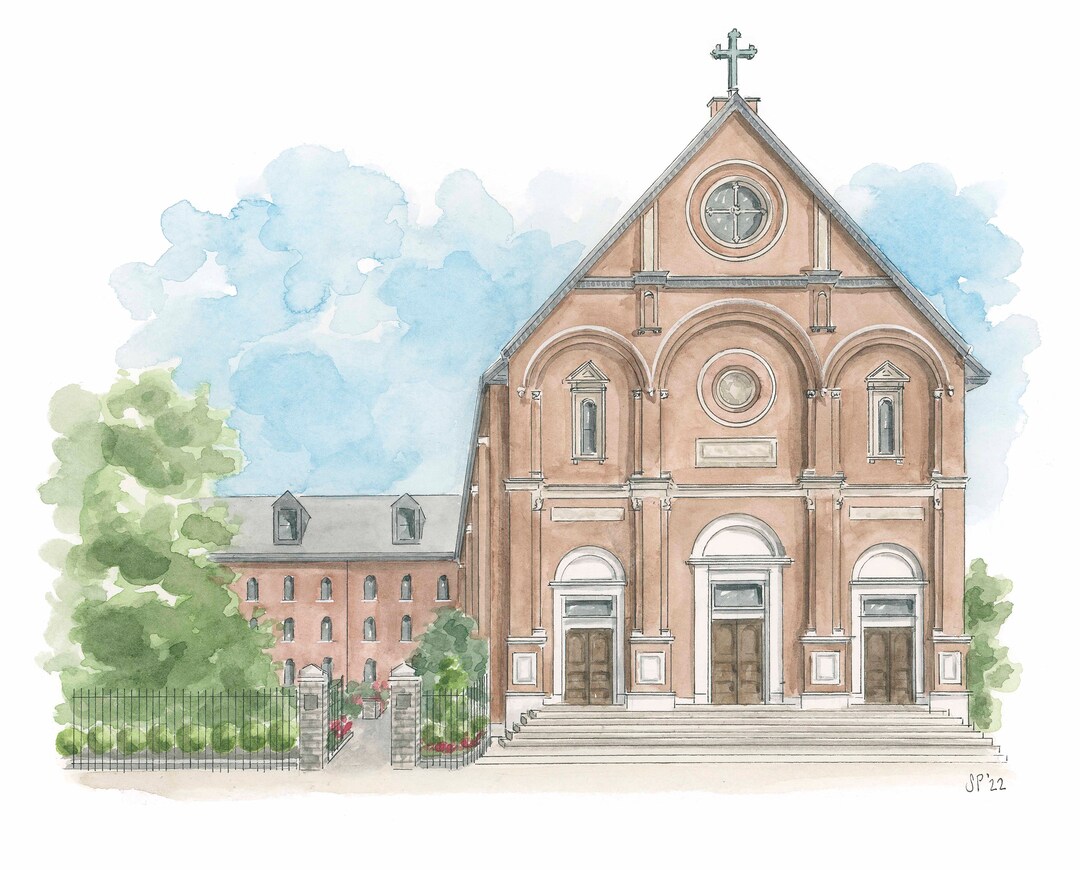 Monastery Event Center Watercolor Art Print - Etsy