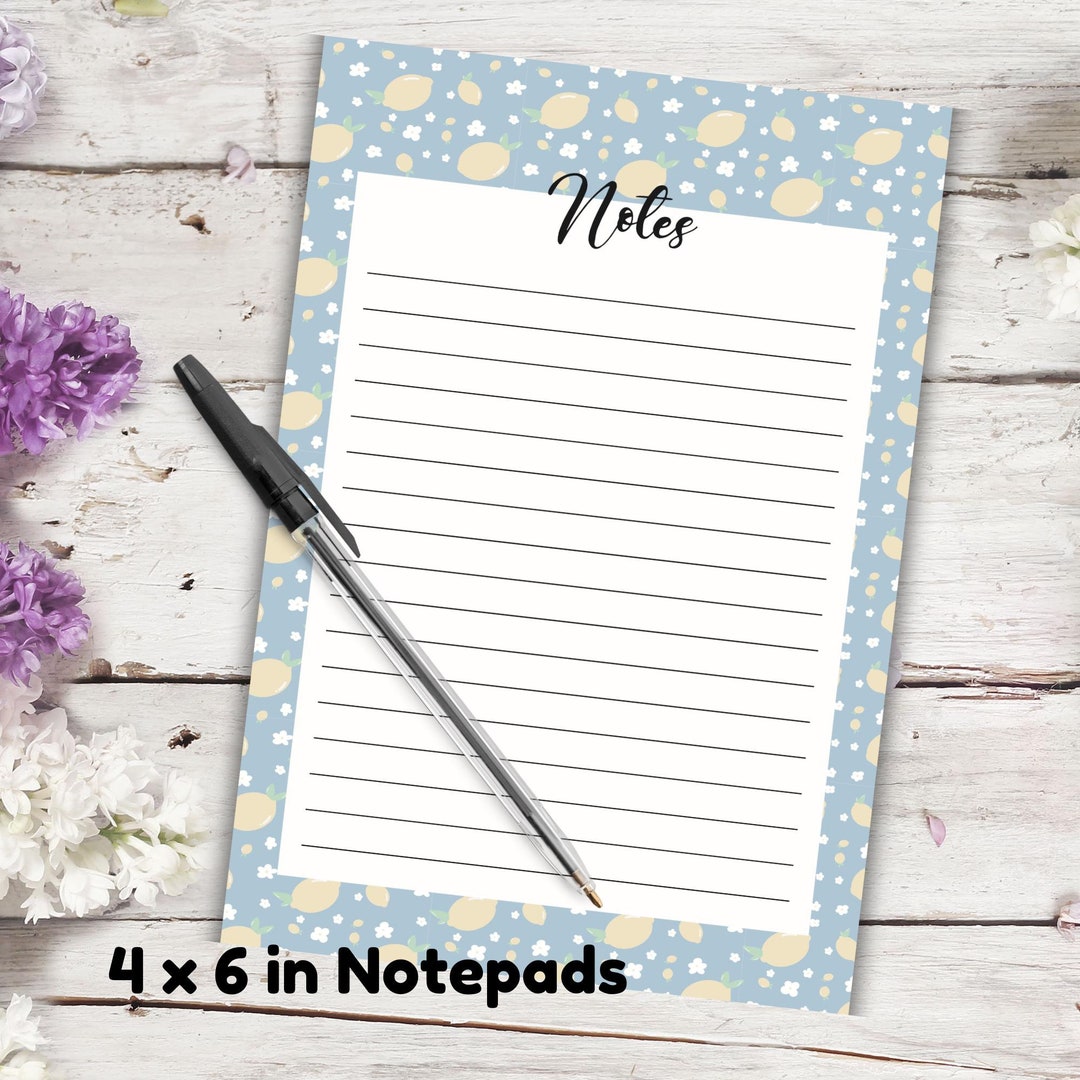 4x6 Inch Notepads, Lemons Pattern Design, Cute Notepads for Lists ...