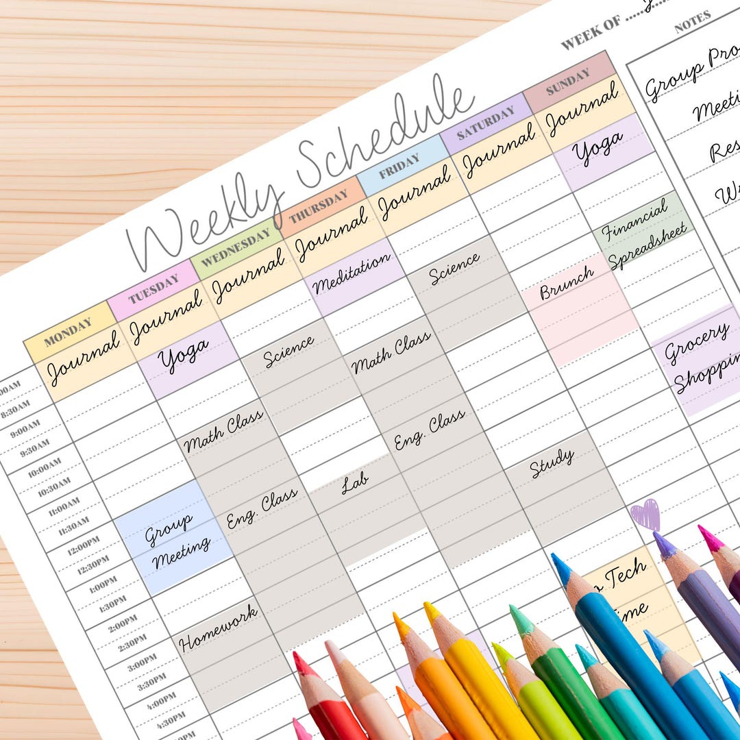 Weekly Block Schedule Printable Time Blocking Planner Undated Weekly ...