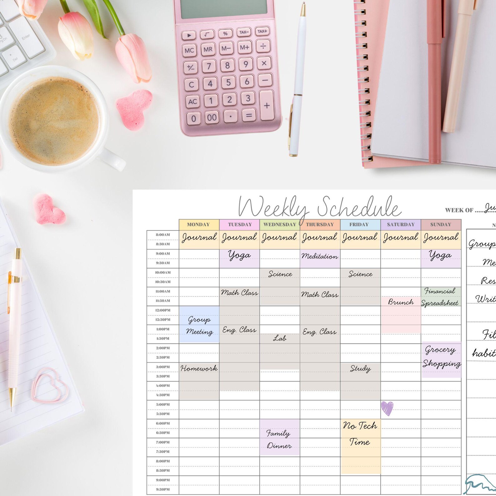 Weekly Block Schedule Printable: Hourly Time Blocking Planner (PDF ...