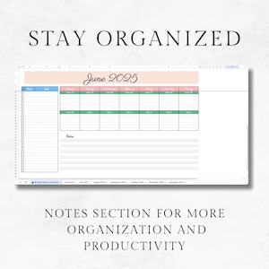 Monthly Calendar Google Sheets Template | Undated Digital Spreadsheet ...