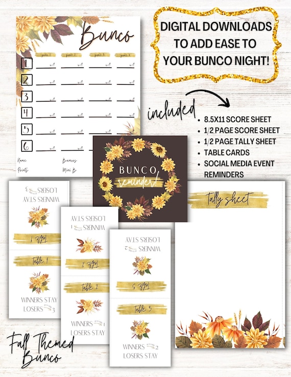 Fall Theme Bunco Printable - Etsy