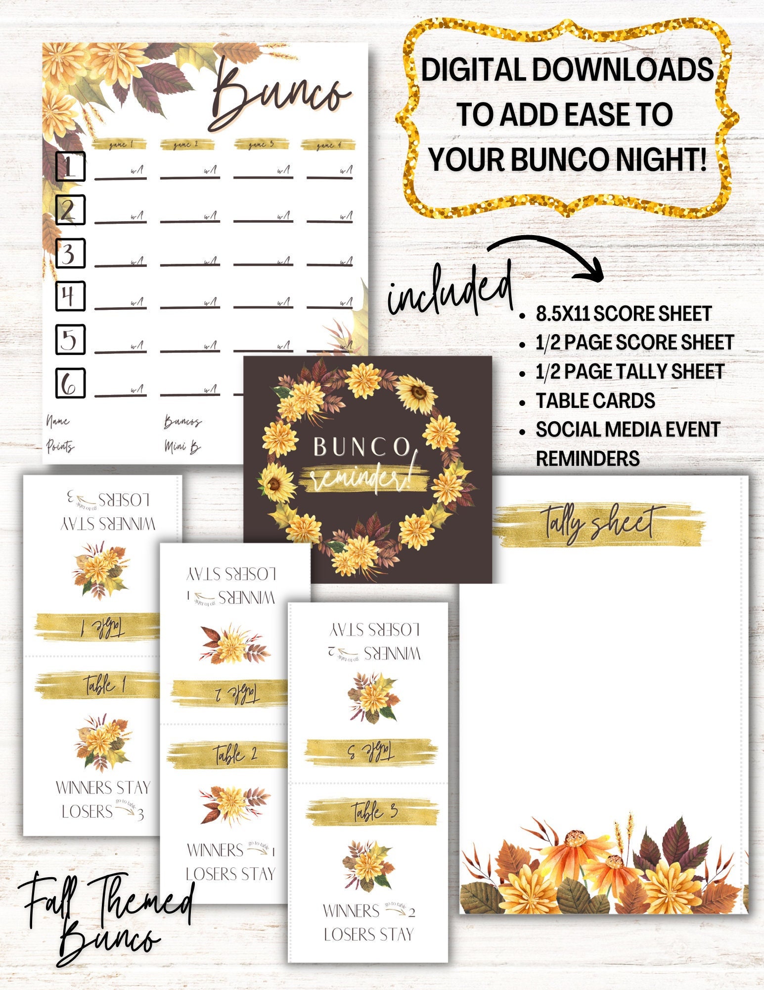 Fall Theme Bunco Printable - Etsy