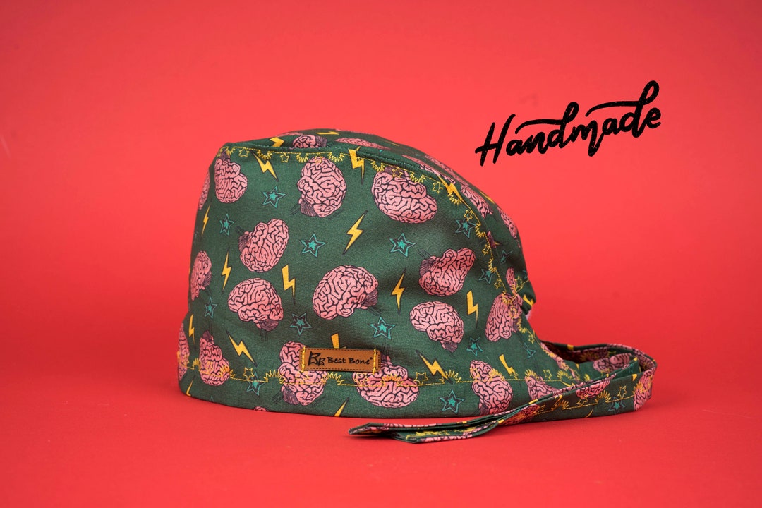 Brain Patterned Surgical Scrub Cap - 100% Cotton - Doctor Nurse Surgery ...