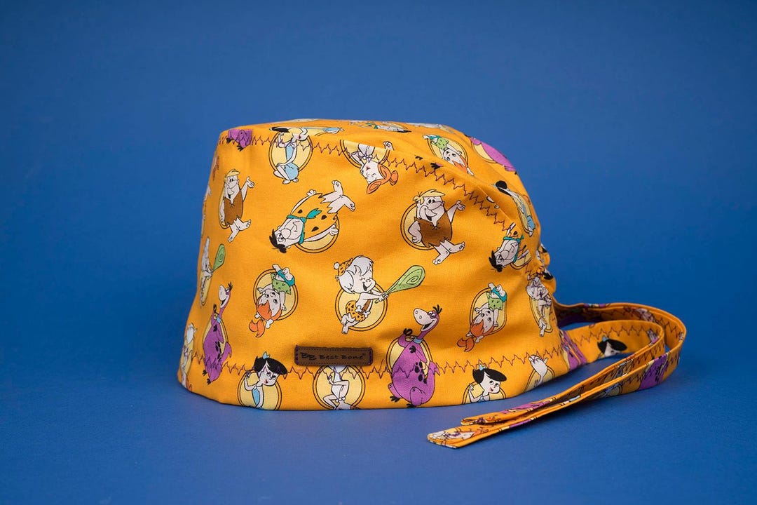 Flintstones Patterned Surgical Caps, %100 Cotton Woven Fabric,pattern ...