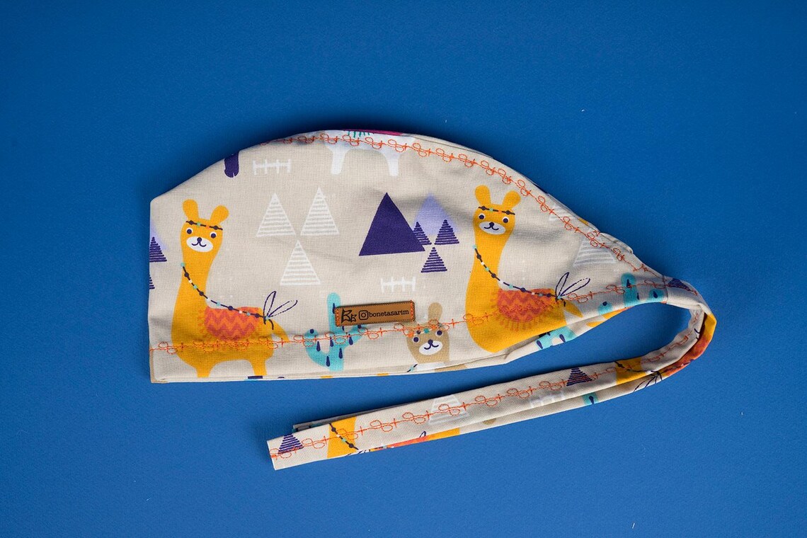 Lama Pattered Surgical Caps, %100 Pattern Design, Unisex, Neurosurgery ...