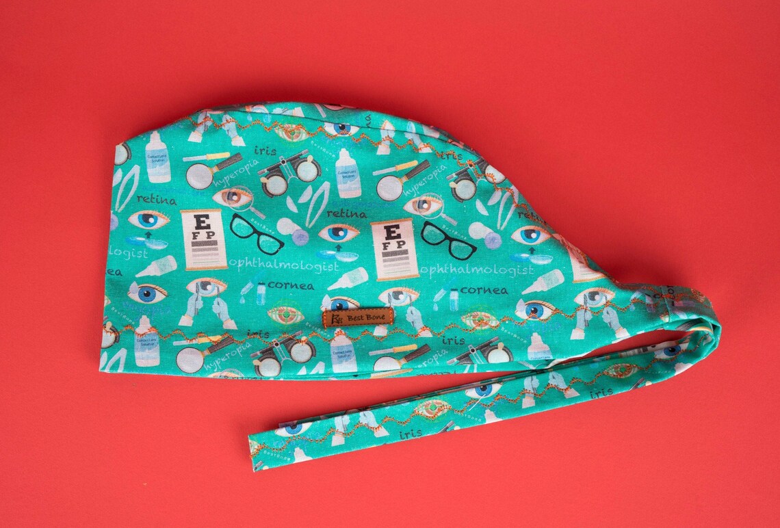Ophthalmic Optician Patterned Surgical Caps, %100 Pattern Design ...