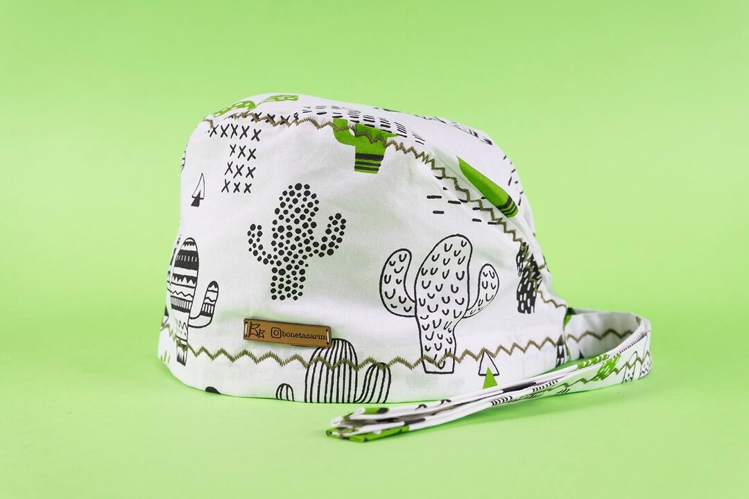 Cactus Pattered Surgical Caps, %100 Pattern Design, Unisex ...