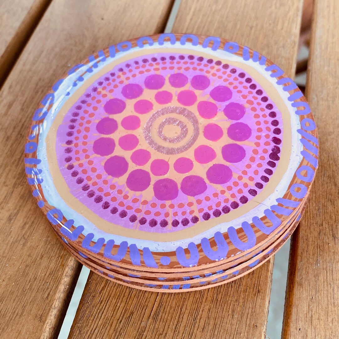 4pc ngumbaaydyil Indigenous Hand Painted Coaster Set - Etsy