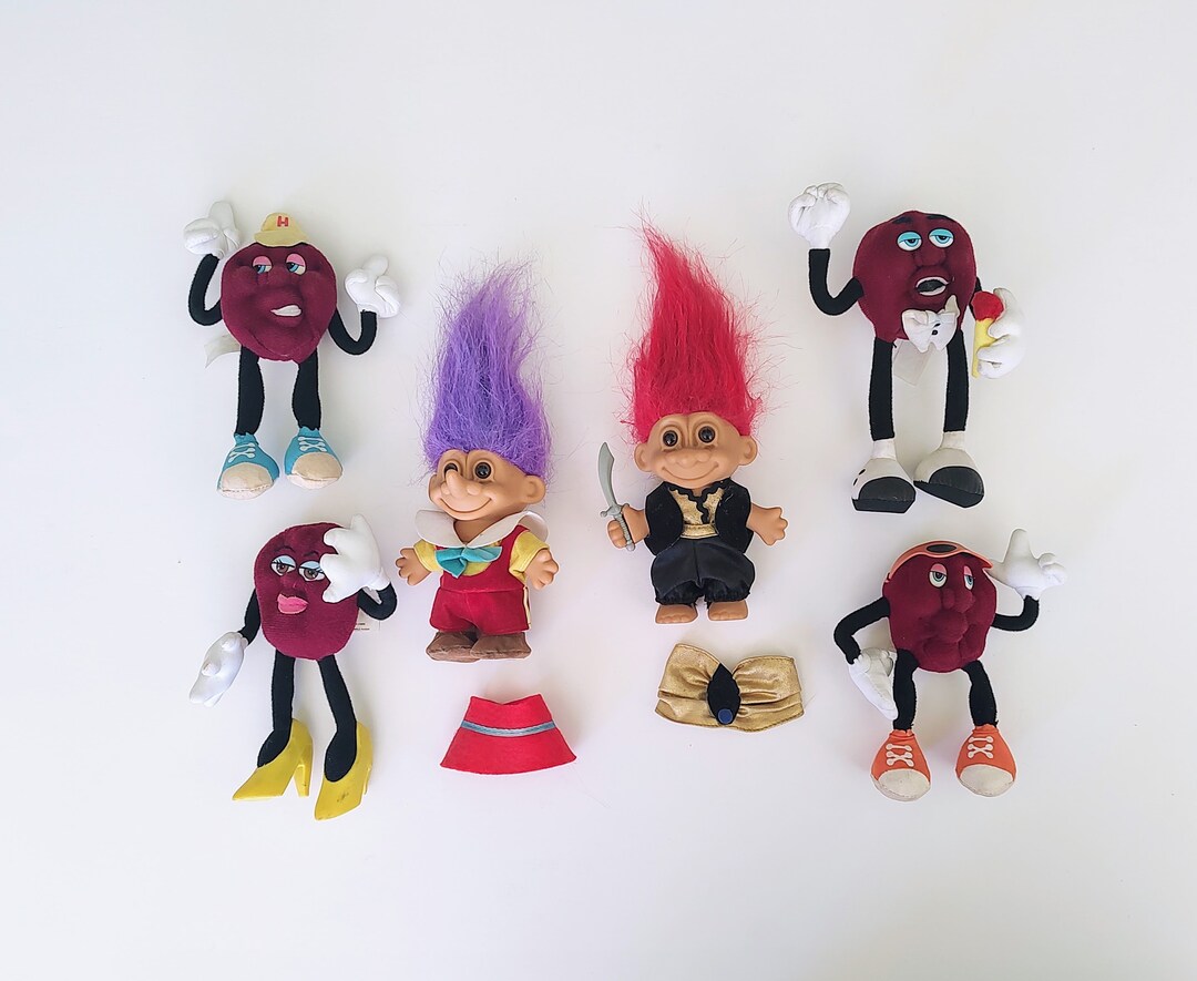 Vintage 1980s Toy Figures: Russ Trolls & California Raisins - Etsy
