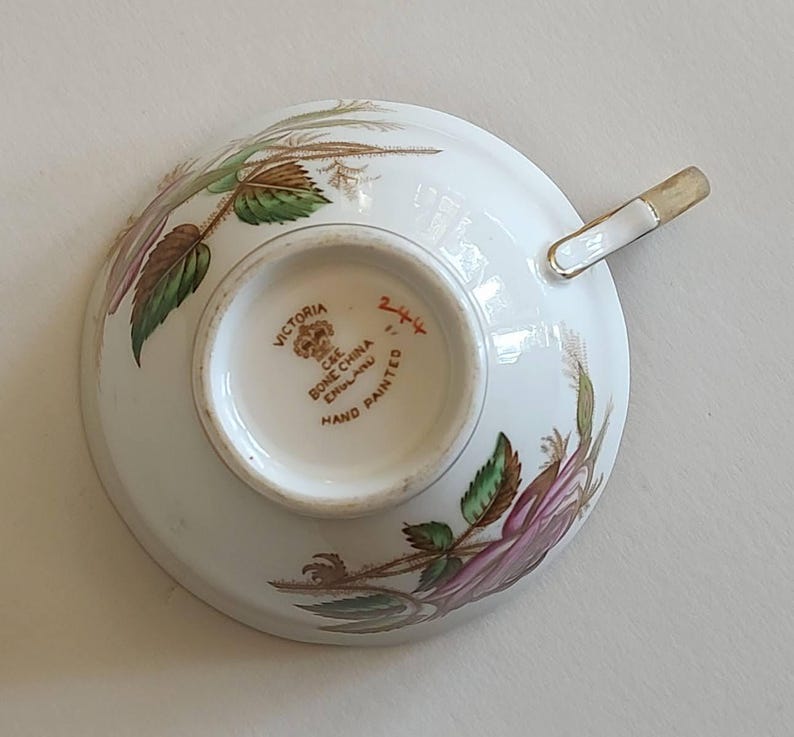 Decorative Roses Teacup and Saucer Vintage C&E Victoria Bone China ...