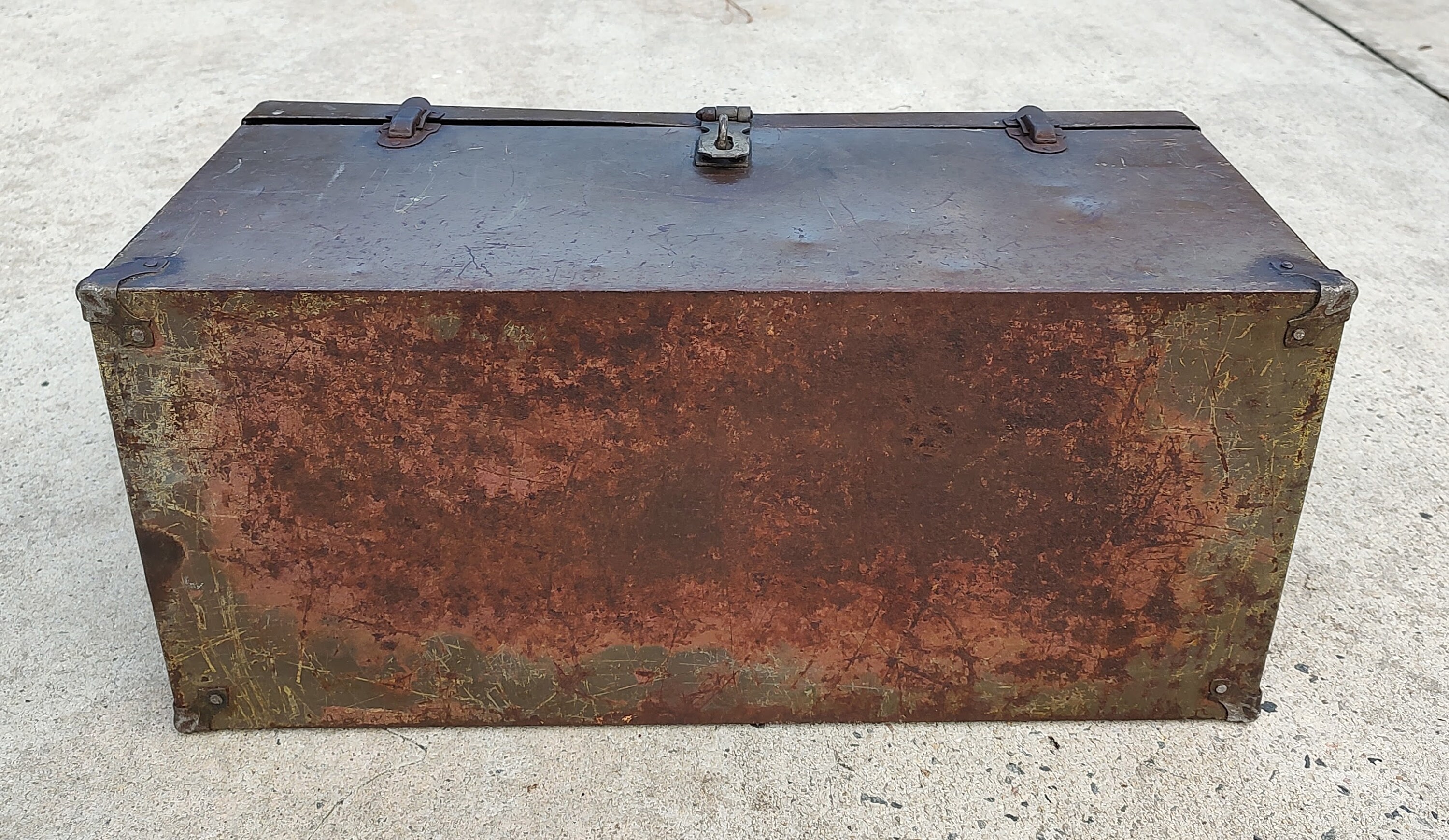1920s Metal Tool Box Chest Oversized Industrial Machine Age Pyramid Top ...
