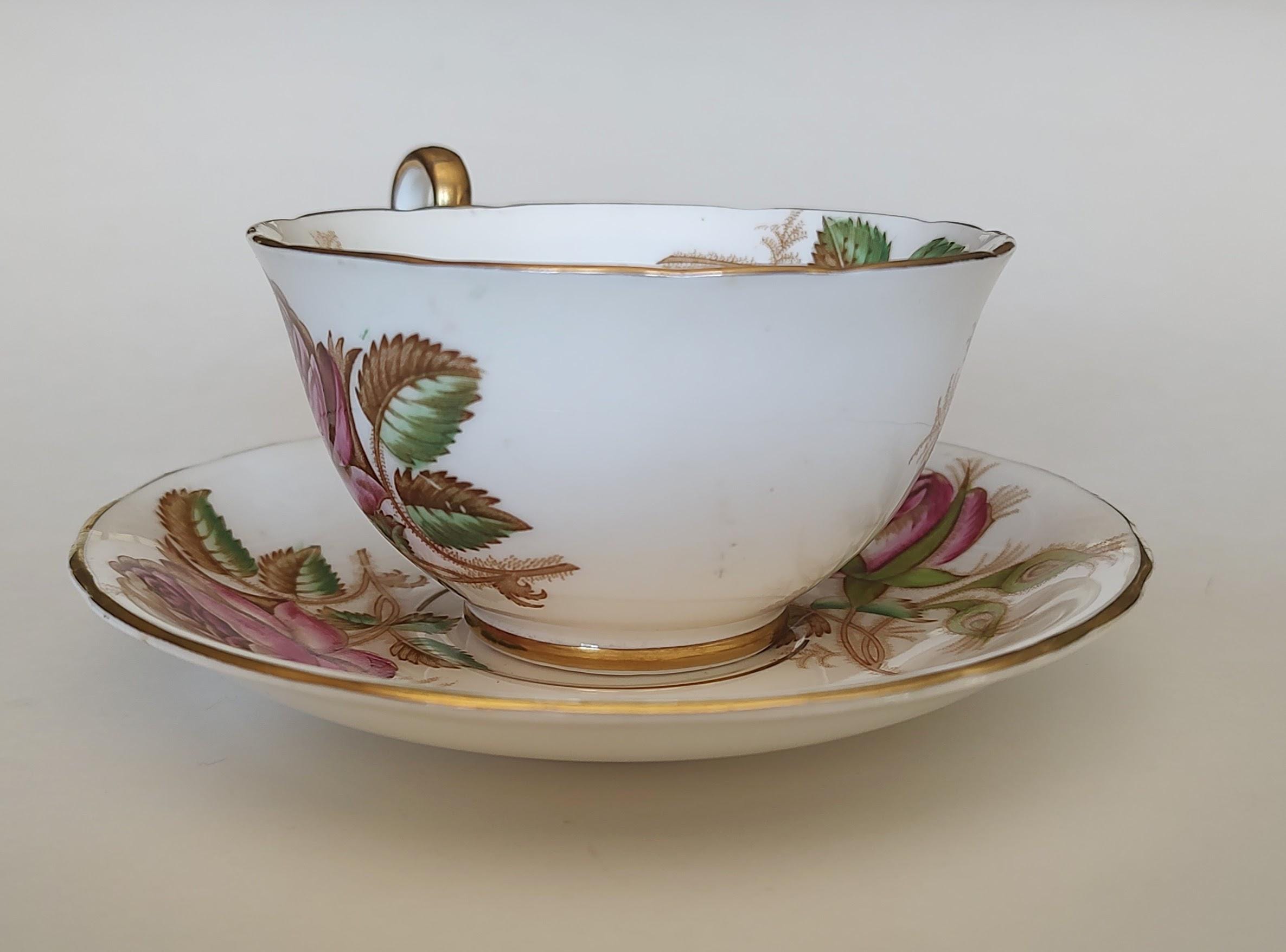 Decorative Roses Teacup and Saucer Vintage C&E Victoria Bone China ...