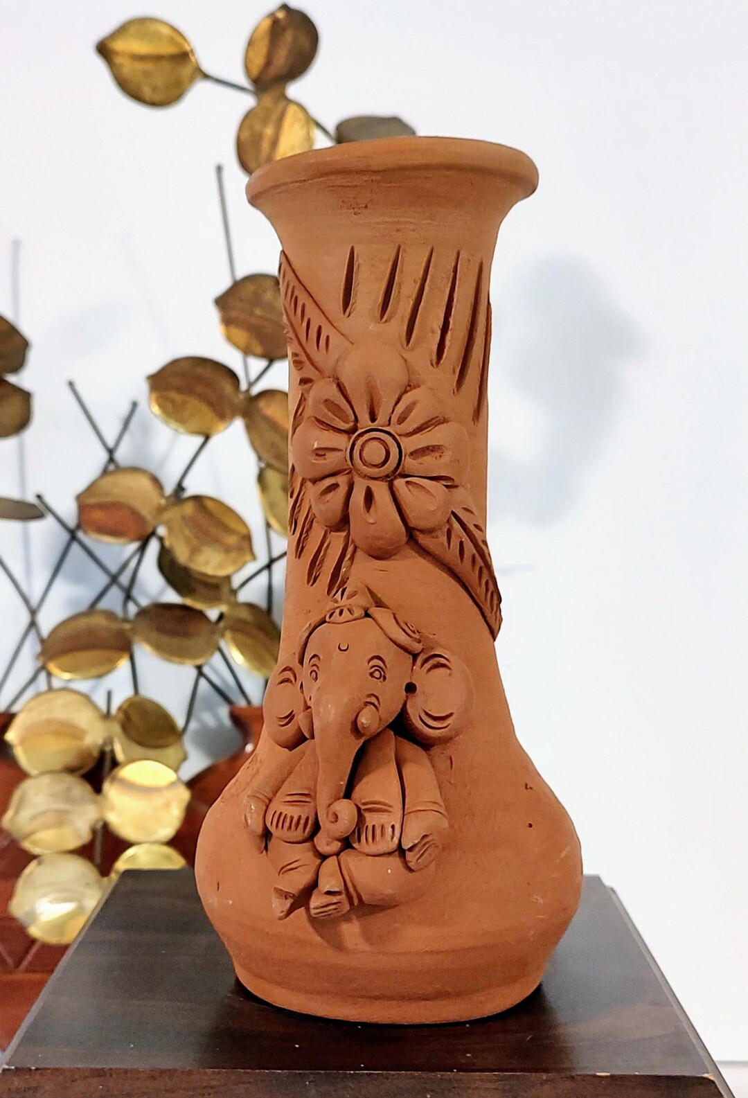 Ganesha Hindu Buddhist Elephant Deity Handmade Terracotta Vase - Etsy