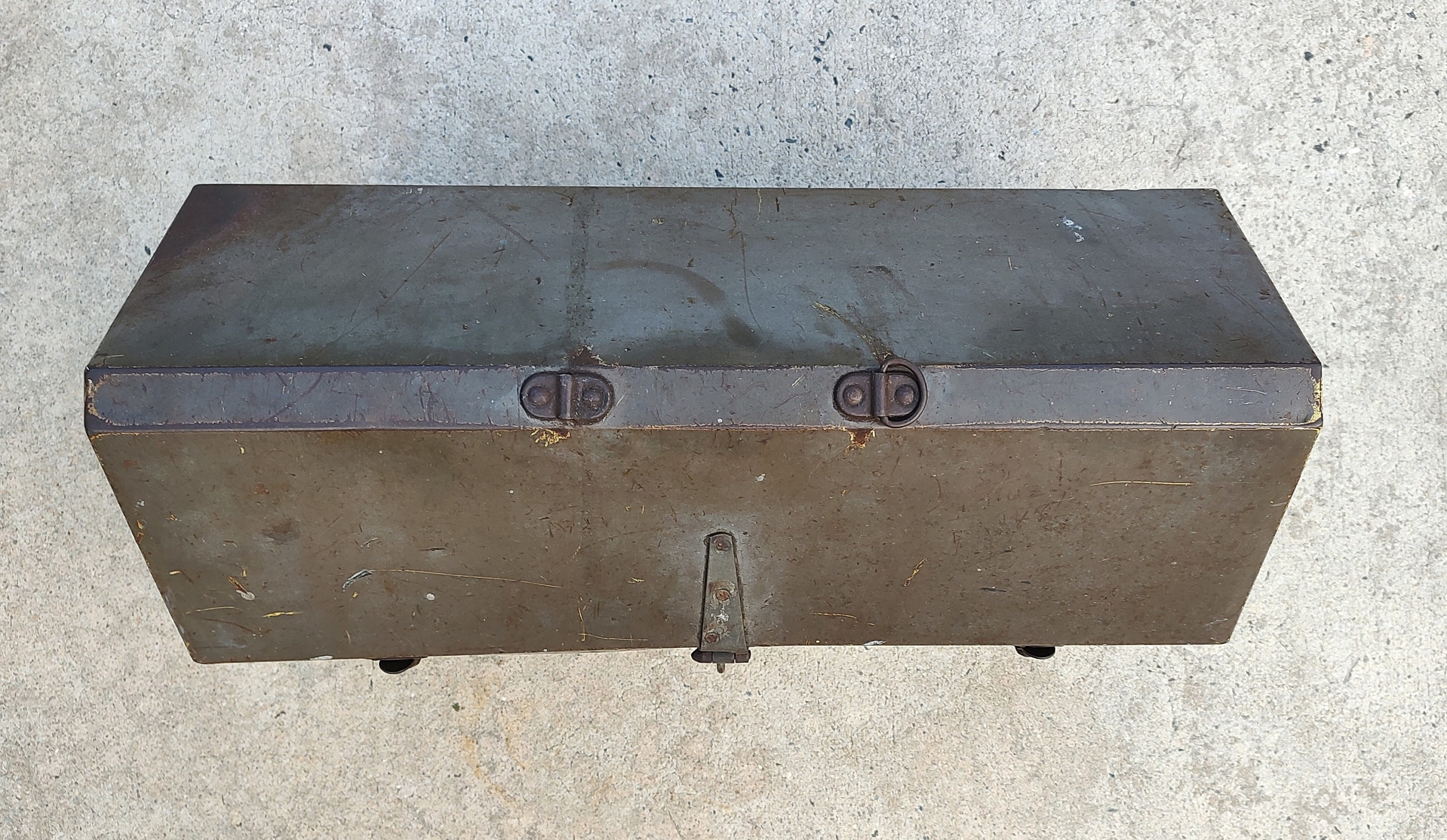1920s Metal Tool Box Chest Oversized Industrial Machine Age Pyramid Top ...