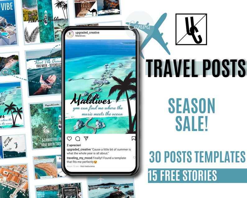 Travel Instagram Feed Template Perfect for Instagram | Canva Editable ...