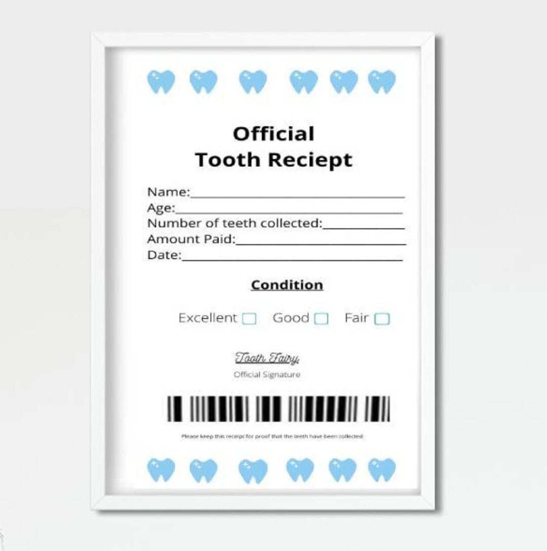 Tooth Fairy Receipt, Digital Download, Printable - Etsy