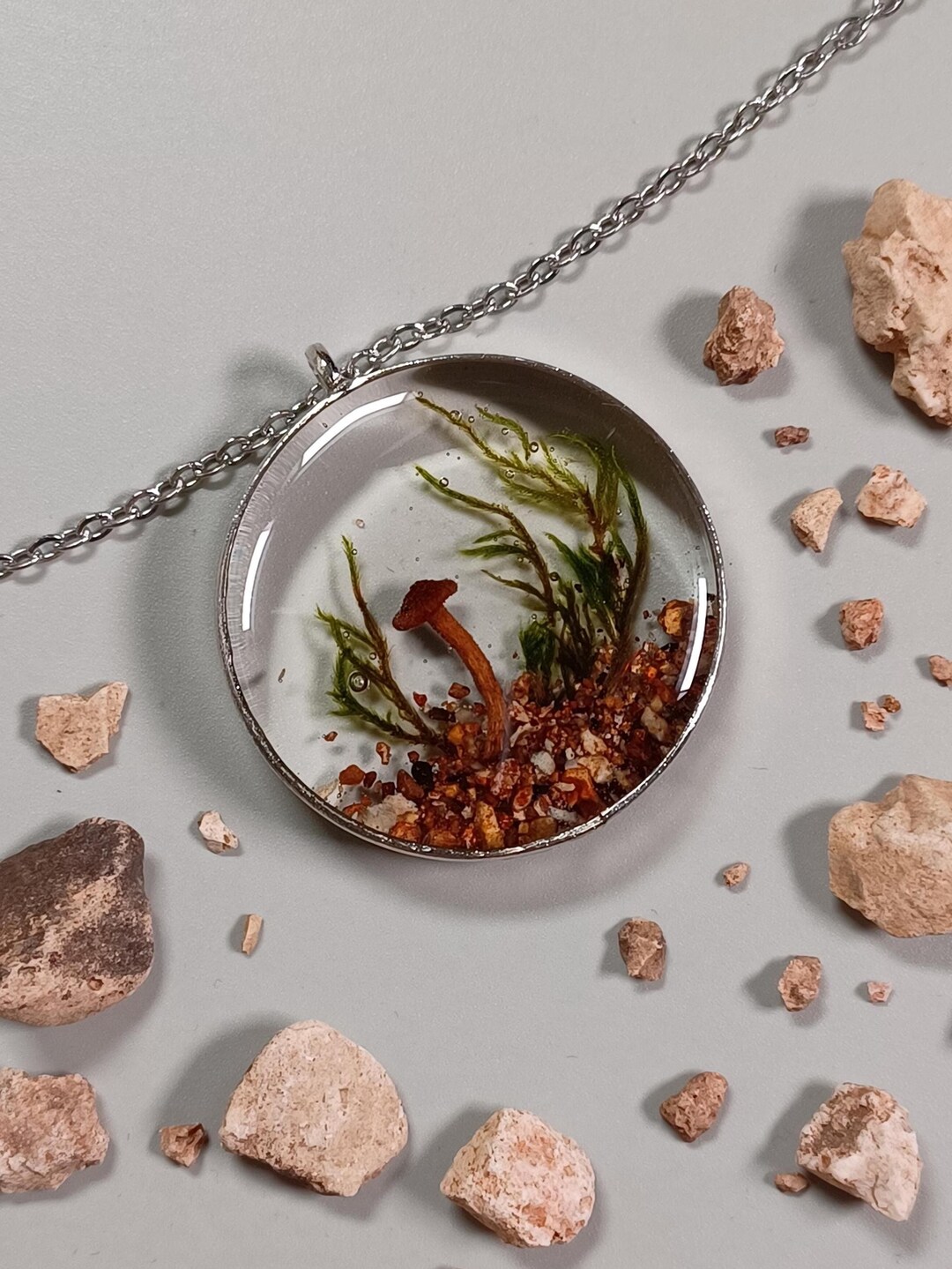 Real Mushroom Terrarium Pendant: Cottagecore Fairy Necklace - Etsy