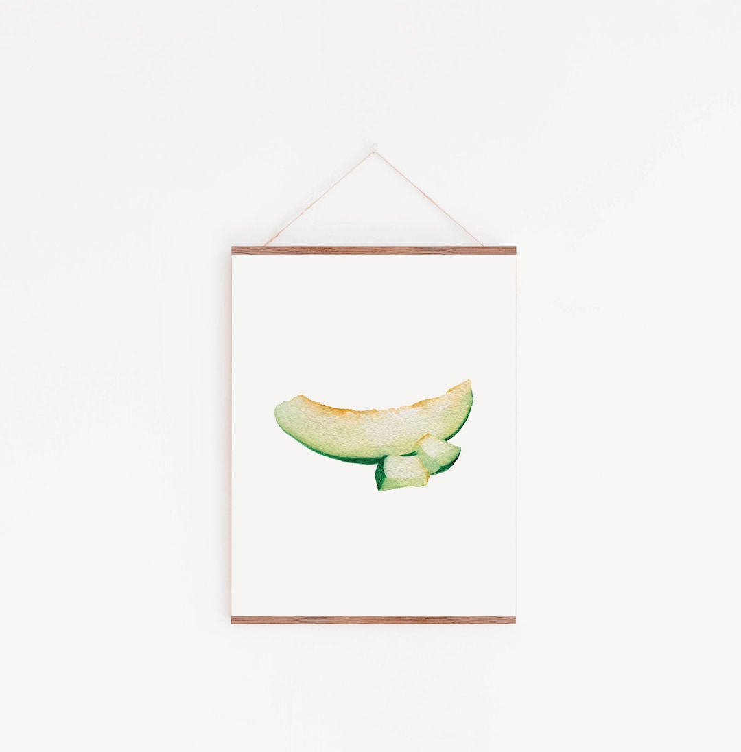 Sheet With Illustration of a Melon Painted in Watercolor , Decorative ...