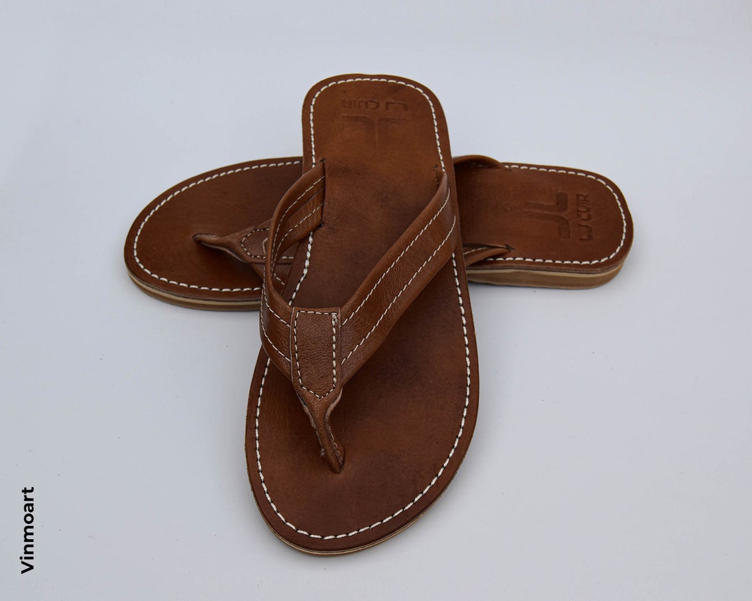 Flip Flops Leather/ Leather Sandals Vintage/ Leather Sandals Green ...