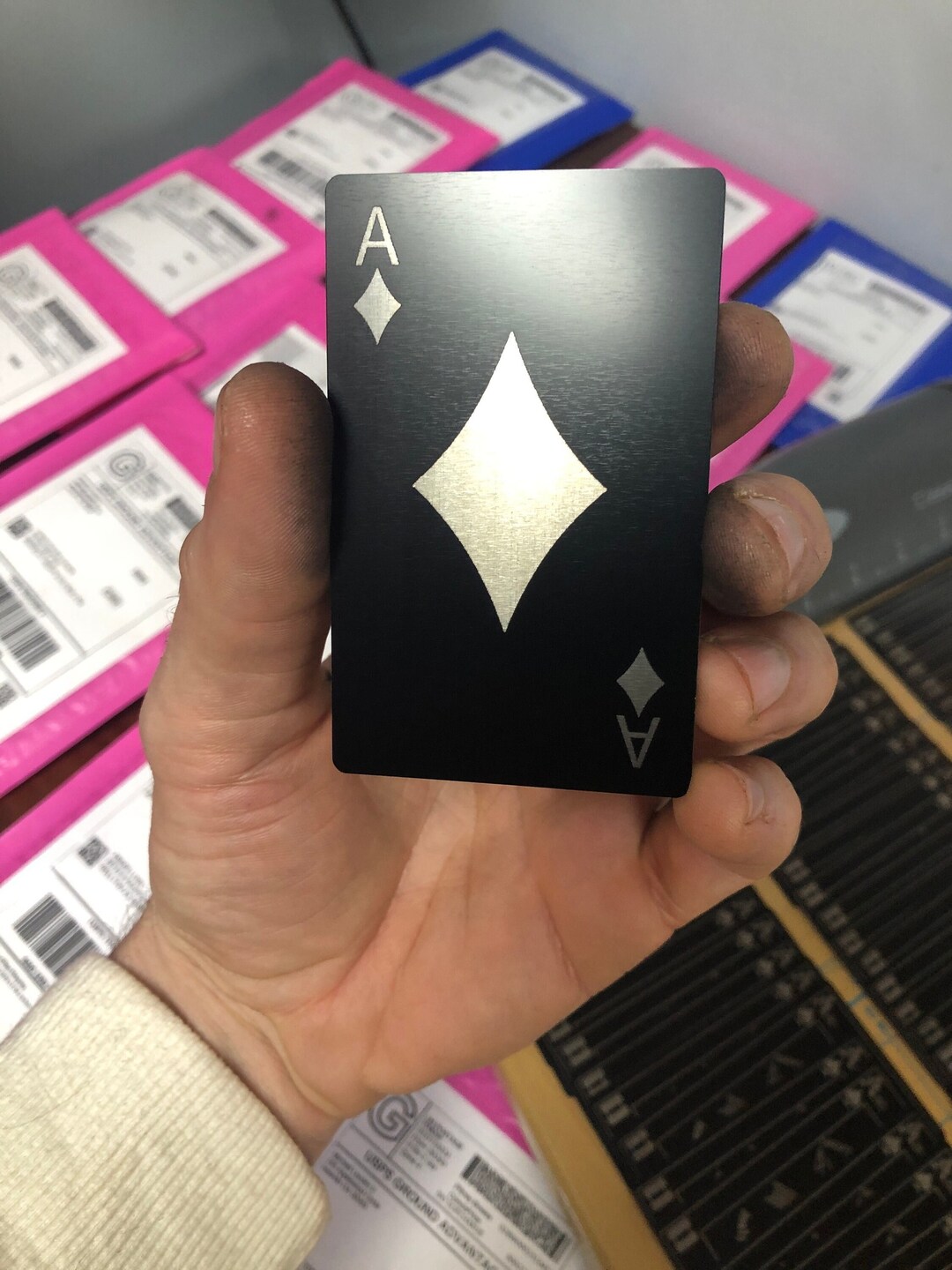Laser Engraved Ace of Diamonds Metal Playing Card, Unique Gamer ...
