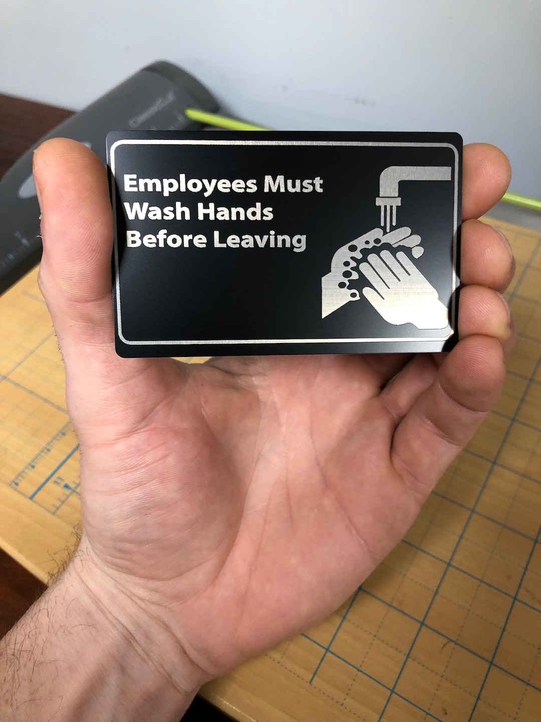 Metal Employees Must Wash Hands Restroom Workplace OSHA Signage Laser ...