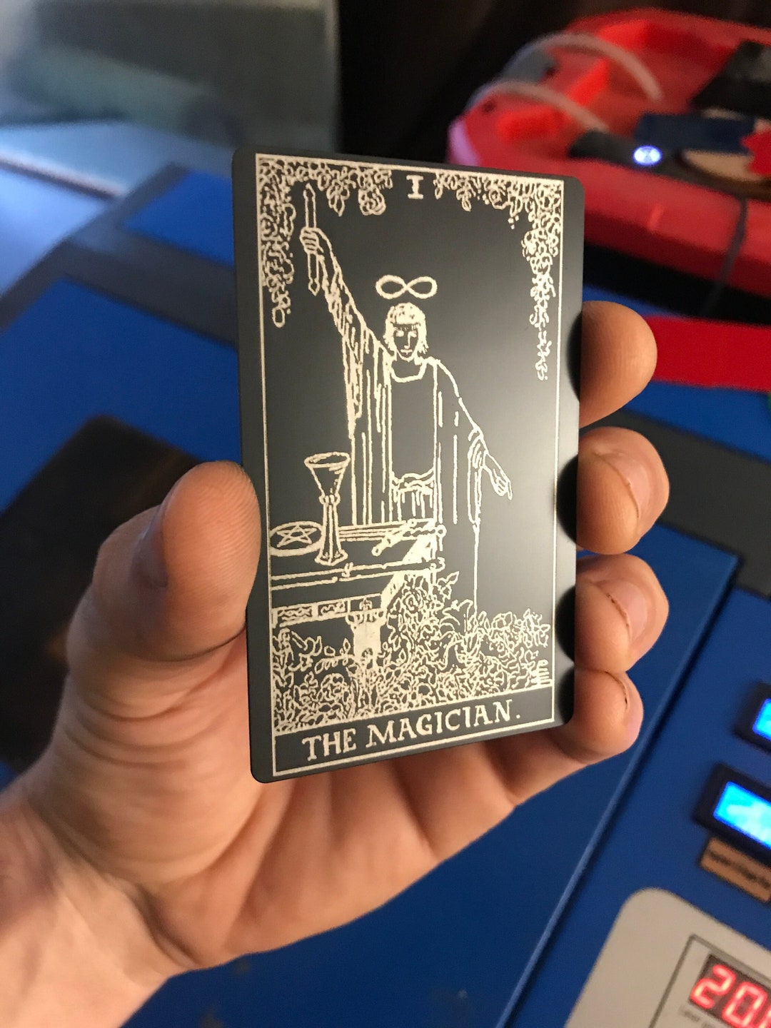 The Magician Metal Tarot Giftcard Laser Engraving Matte Black/silver ...