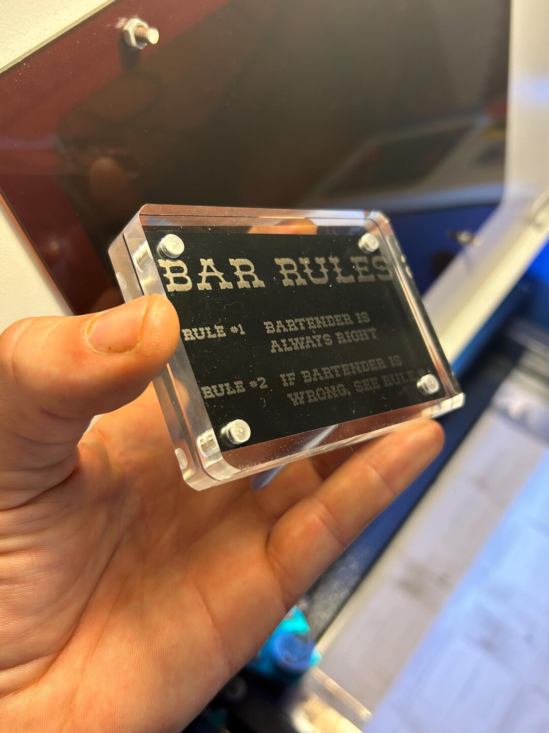 Metal "bar Rules" Laser Engraved Placard, Shop Restaurant Cafe Joke Gag ...