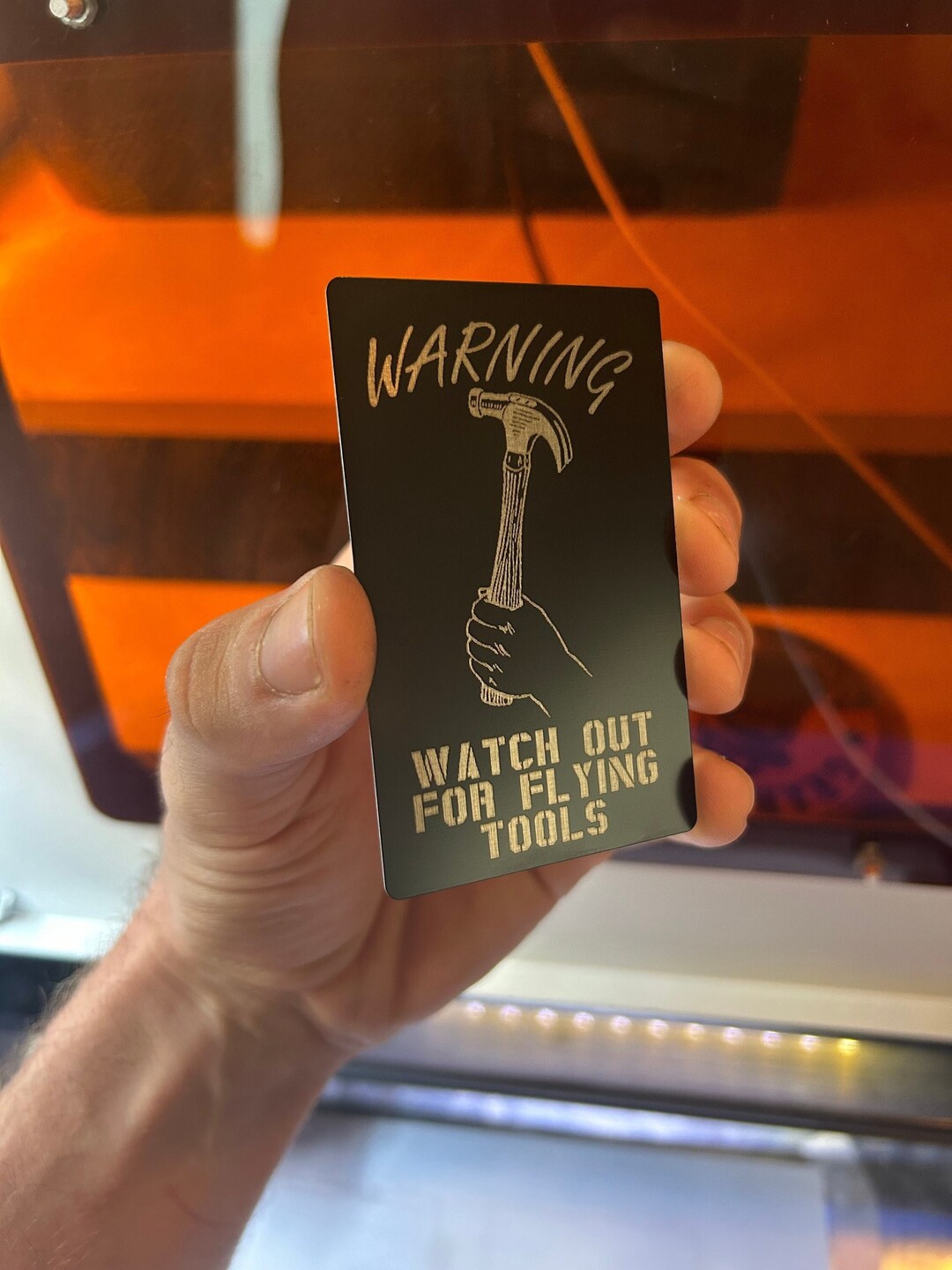 Metal "warning Watch Out for Flying Tools" Trades Gag Gift Card, Laser ...