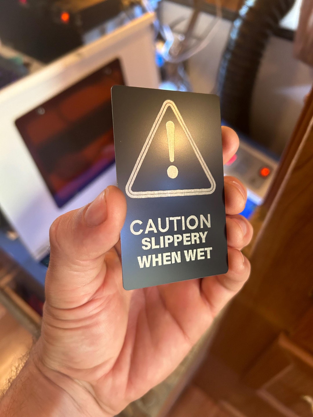Metal "caution: Slippery When Wet" Gag Gift Card, Personalized Text ...