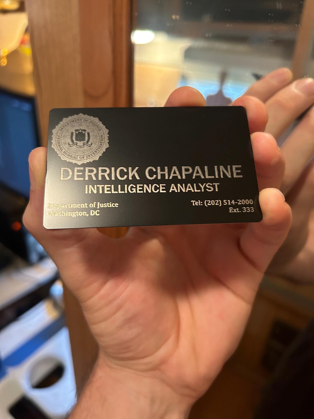 Personalized FBI Metal Business Card, DOJ Department of Justice ...