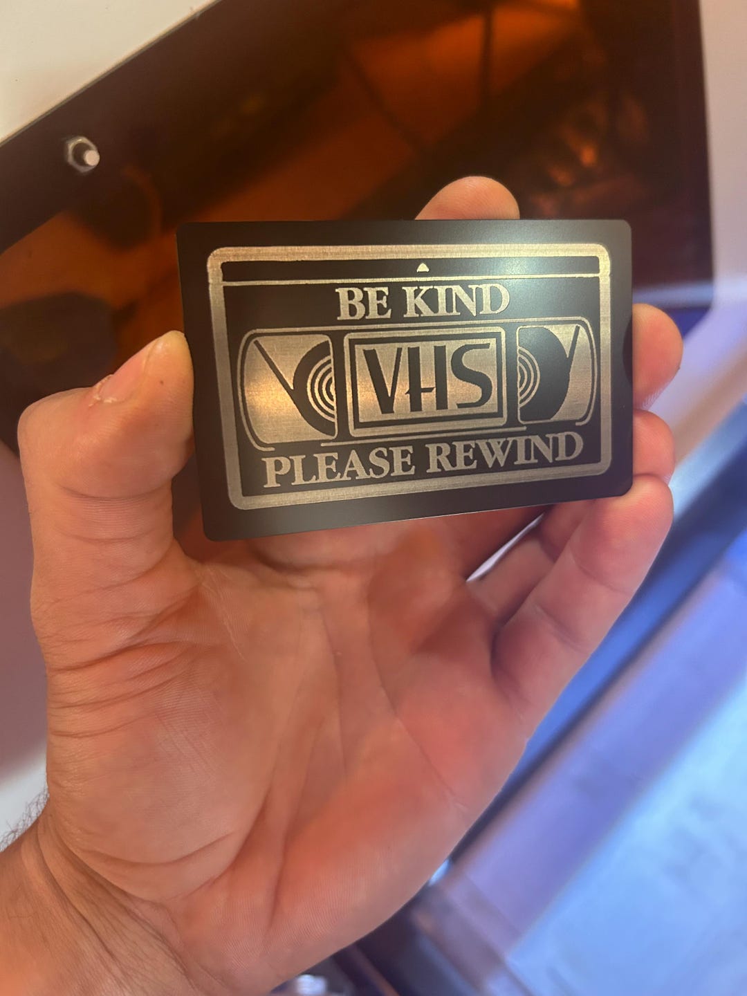 Metal "be Kind, Please Rewind" Laser Engraved Card Nostalgia Throwback ...