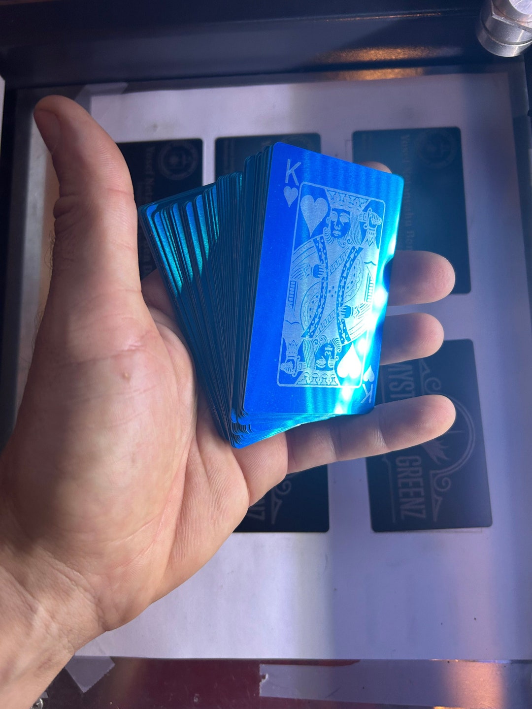 Blue/silver Metal Playing Cards Set Full Anodized Aluminum Laser ...