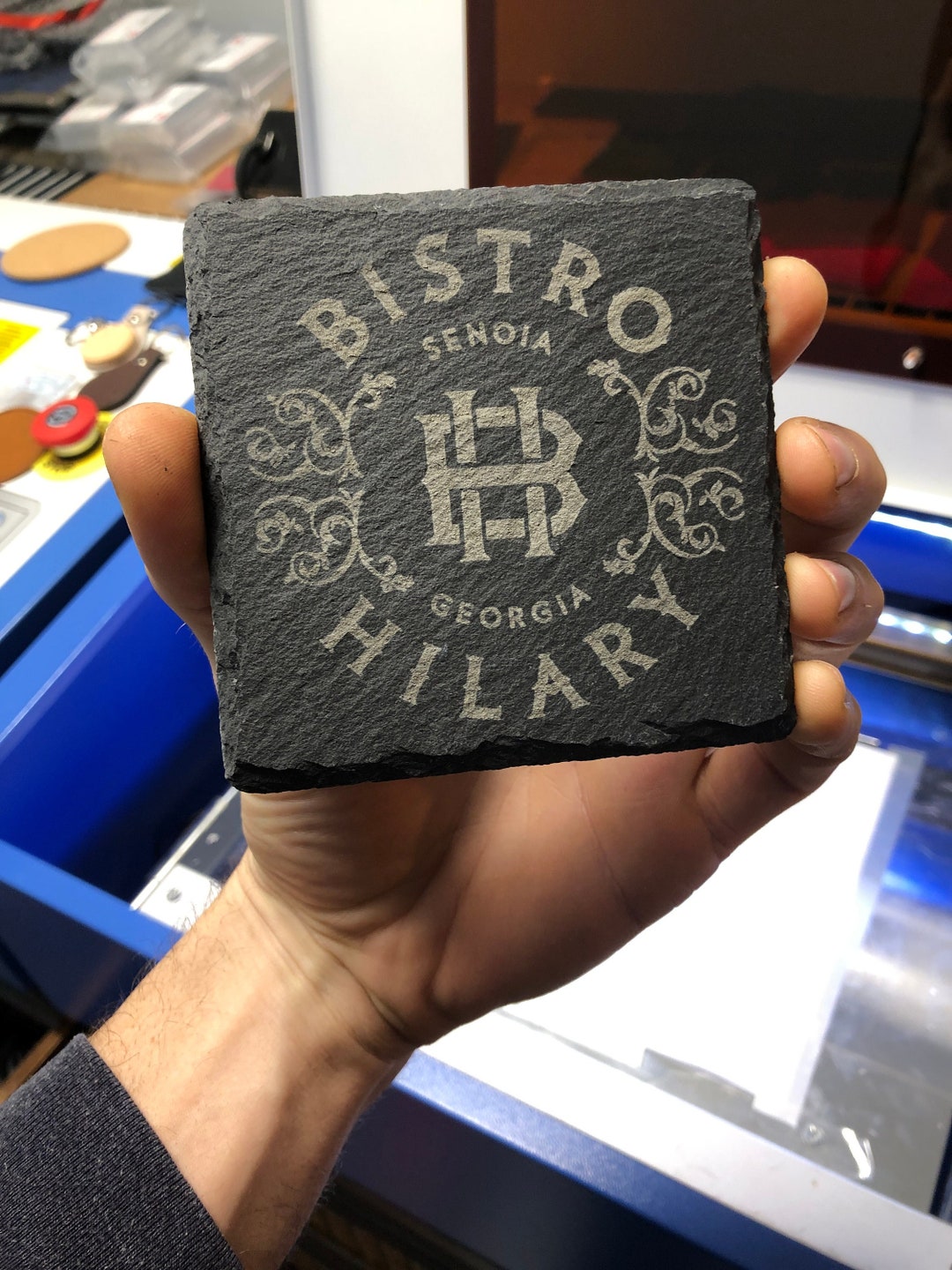 Custom Slate Coasters Engraving Any Text Logo Image Personalized ...