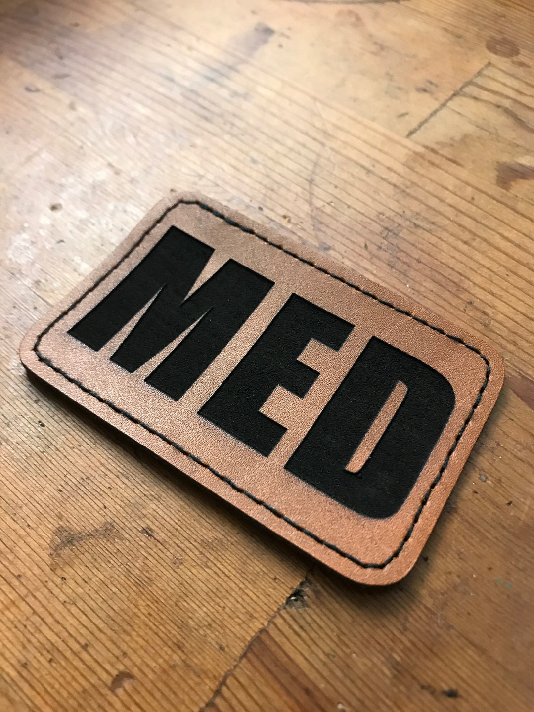 MED Leather Patch 3x2 Duty Identifier Name Tag, Custom Laser Engraved ...