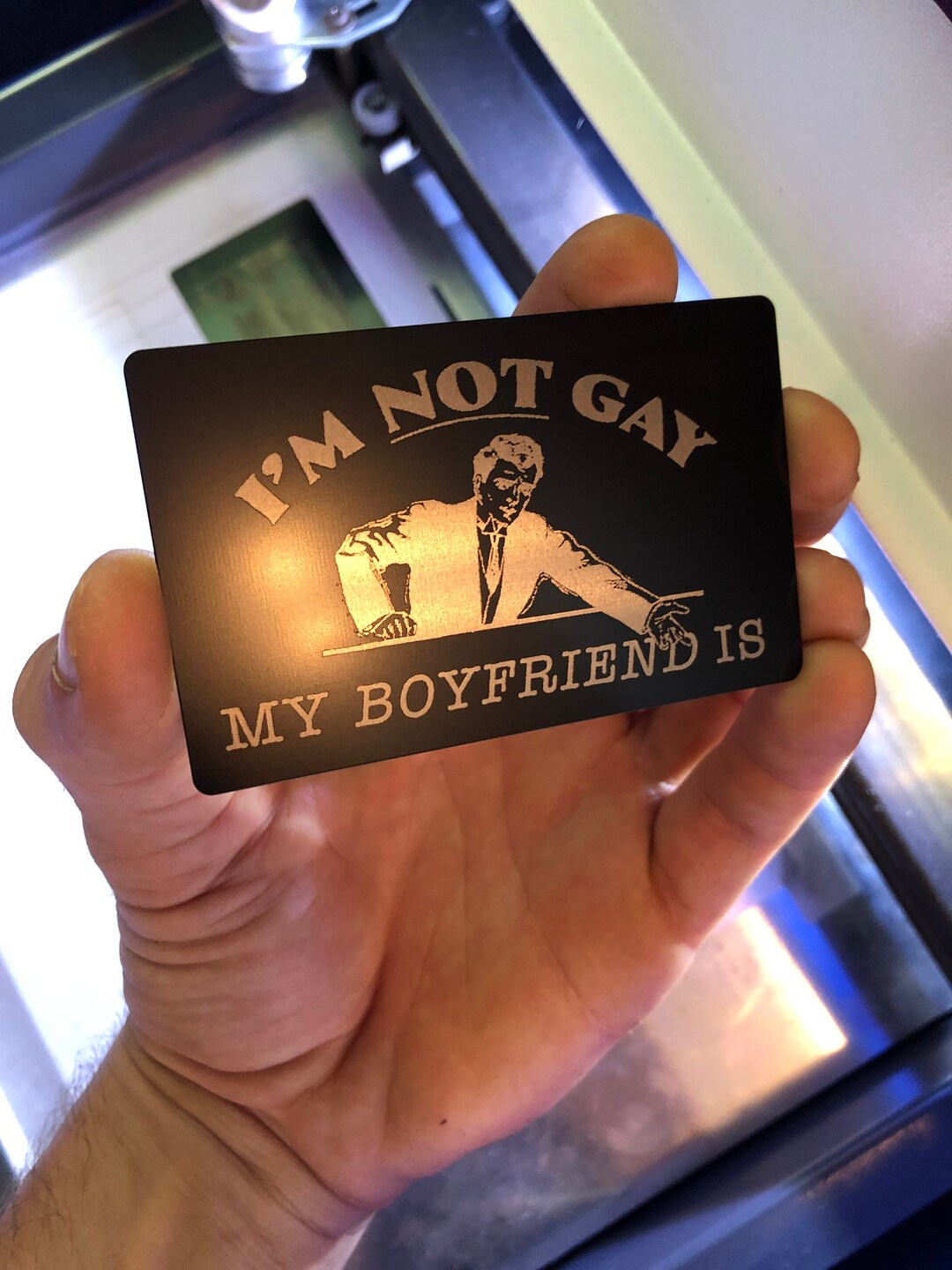 I'm Not Gay.. My Boyfriend Is Metal Boy Friend Gift Card, Funny Gag ...