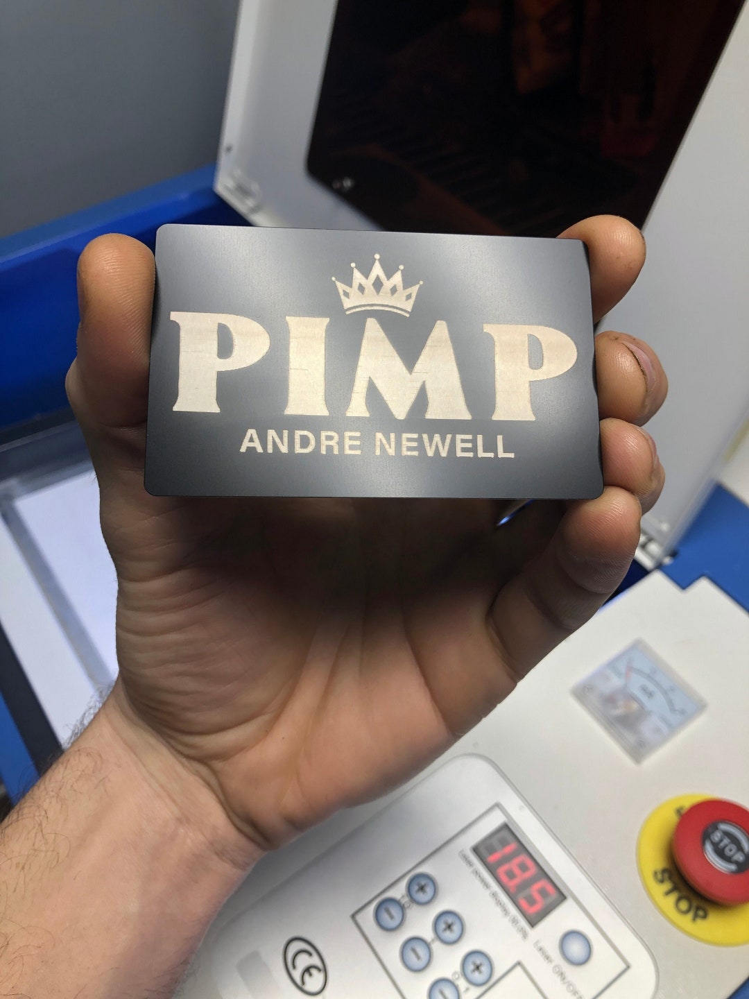 For Big Pimps Only: Personalized Metal Laser Engraved Gag Card - Funny ...