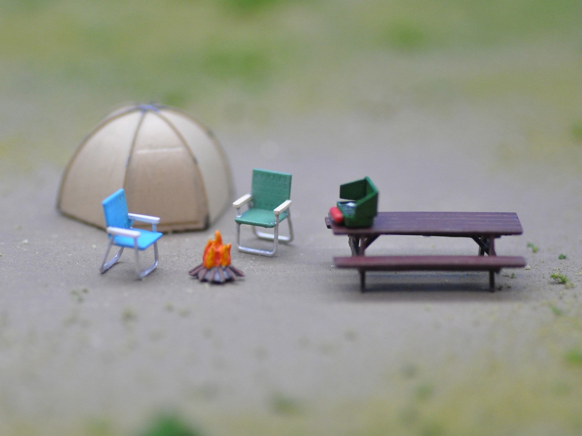 HO Scale Camping Set Unpainted - Etsy