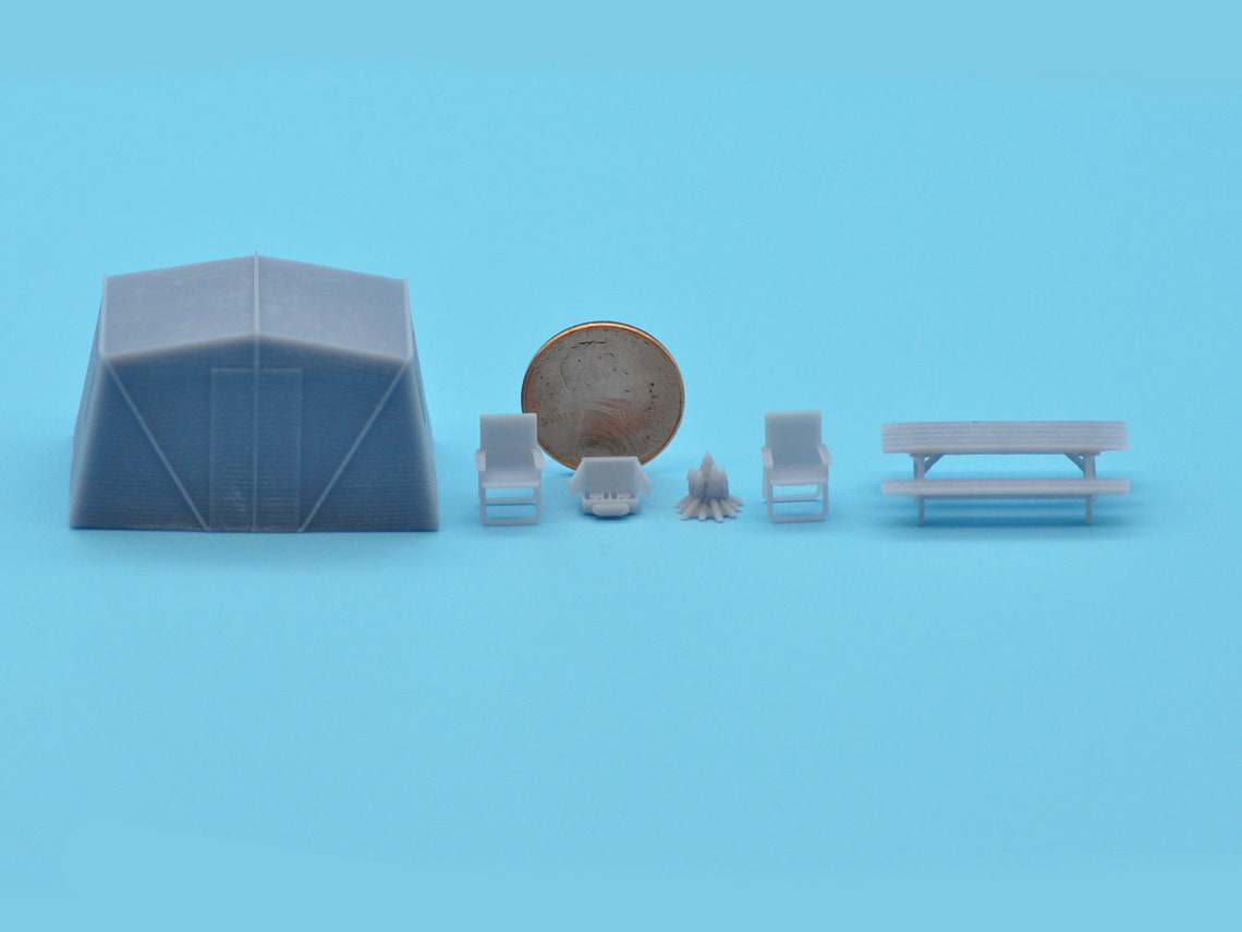 HO Scale Camping Set - Unpainted - Etsy