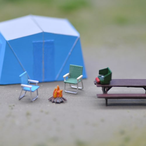 30 Piece HO Scale Camping Set Log Cabin Gazebo Outhouse & - Etsy