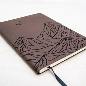 Mountain Faux Leather Notebook | Dark Brown | Leather Journal | Nature ...